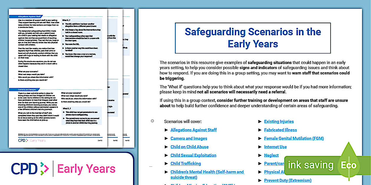 Safeguarding Scenarios in the Early Years - Handout - CPD