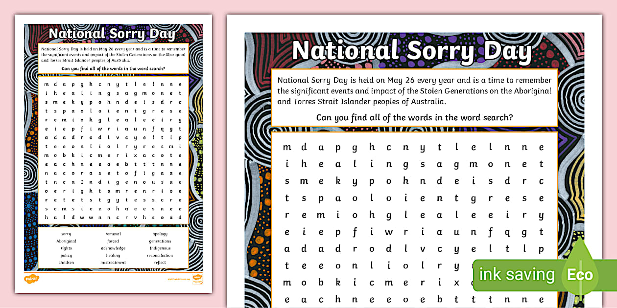 National Sorry Day Word Search | Primary Resources