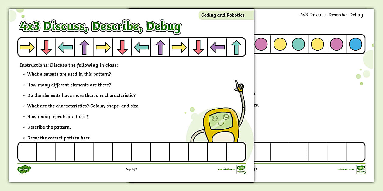 Robotics and Coding - Debugging a 4 Element Puzzle - Twinkl