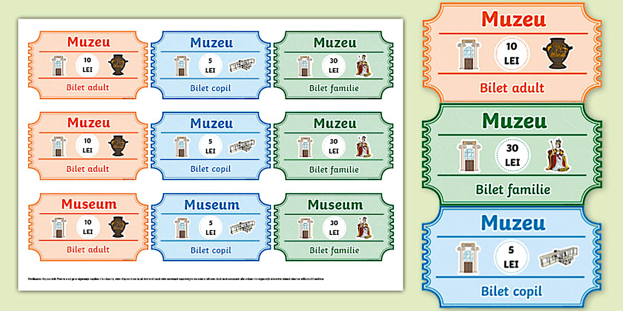 Joc de rol Bilete de intrare la muzeu – Materiale decupabile