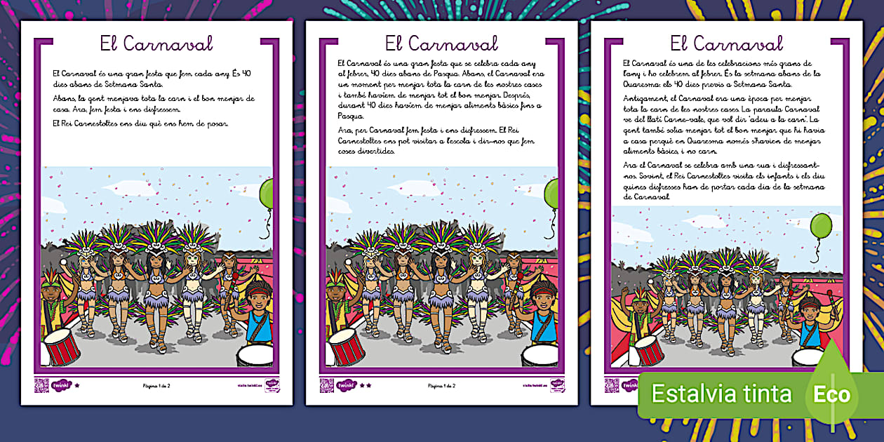 Comprensió lectora per nivells: El Carnaval - Català Comprensió lectora per nivells: El Carnaval - Català
