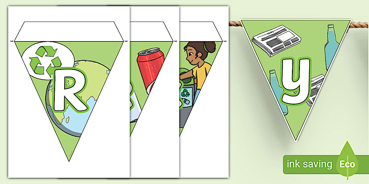 Recycling Display Bunting (teacher made) - Twinkl