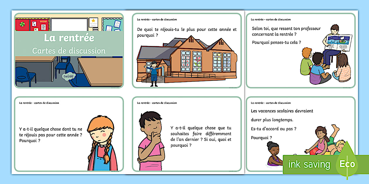 Cartes de discussion : la rentrée (professor feito)