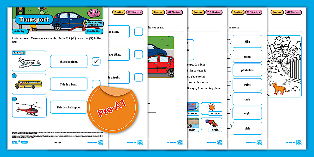 YLE Starters - Vocabulary Activity Sheet (Transport)