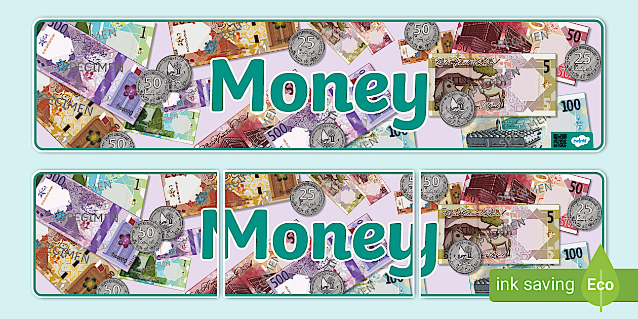 Money of Qatar Banner (Lehrer gemacht) - Twinkl