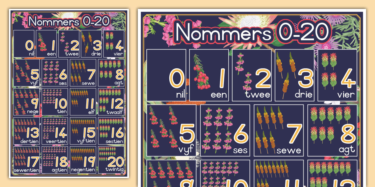 Nommers 0-20 Vertoon Plakkaat (Teacher-Made) - Twinkl