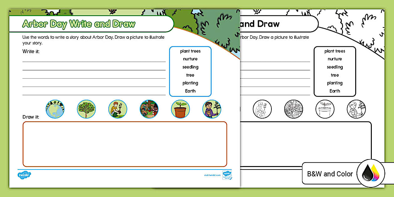 First Grade Arbor Day Write and Draw Worksheet - Twinkl