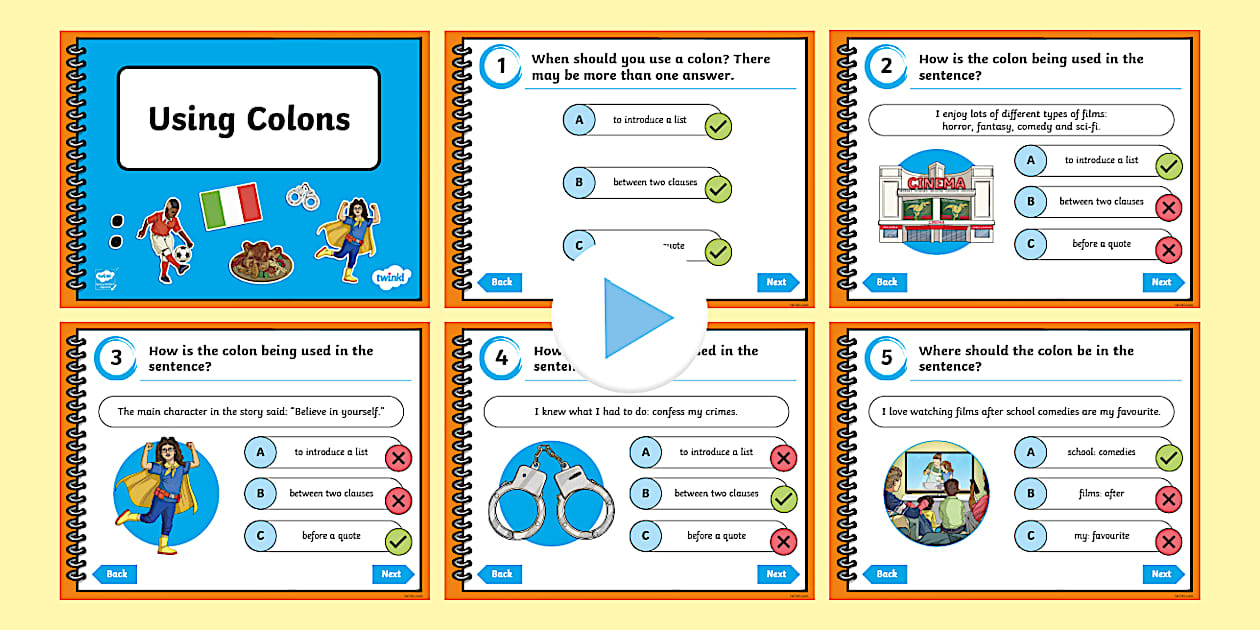 Using Colons PowerPoint Quiz (teacher made) - Twinkl