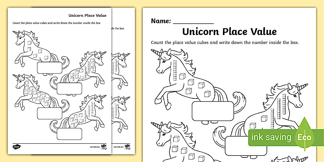 Unicorn Place Value Activity Sheet (Teacher-Made) - Twinkl