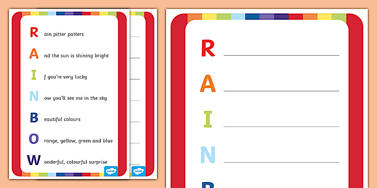 Rainbow Acrostic Poem Example and Template - Twinkl - KS1