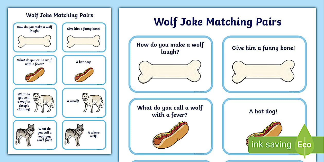 Wolf Joke Matching Pairs (teacher made) - Twinkl