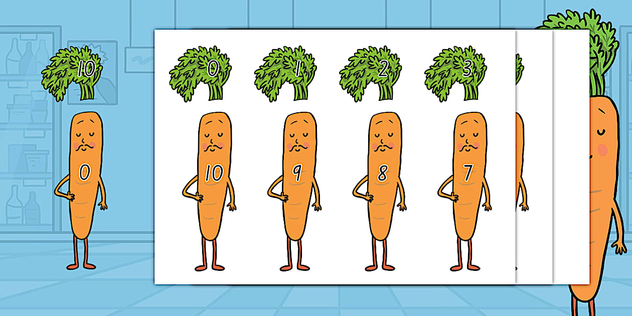 Black and White Carrot Club/Karapu Kāroti Number Bonds to 10 Cut-Outs