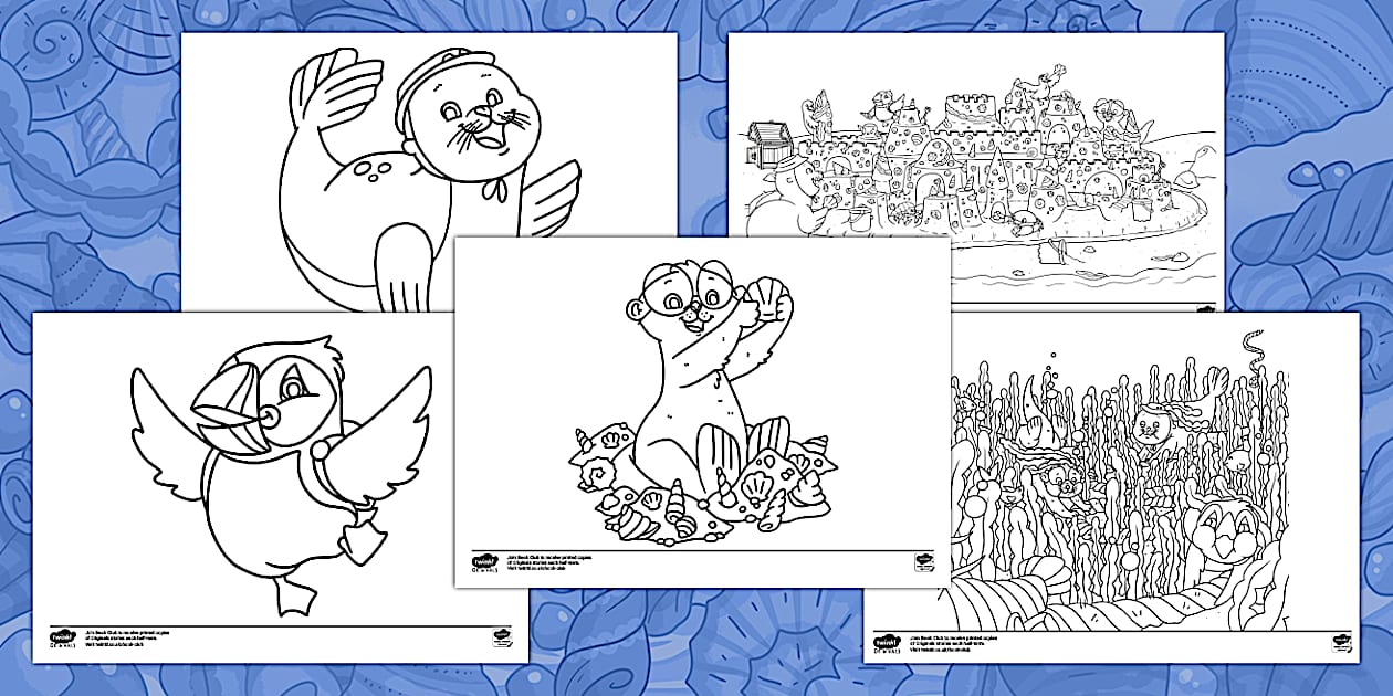 Cute Seaside Animals Colouring Pages (teacher made) - Twinkl