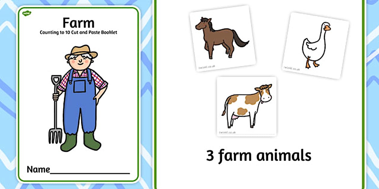 Farm Counting to 10 Cut and Paste Booklet (teacher made)