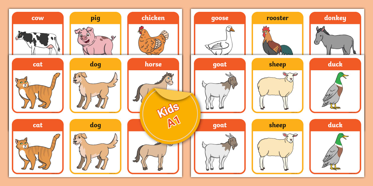 ESL Farm Animals Snap Card Game [Kids, A1] (Teacher-Made)