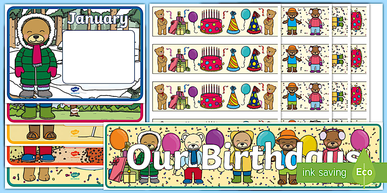 Editable Birthday Bears Display Pack (professor feito)