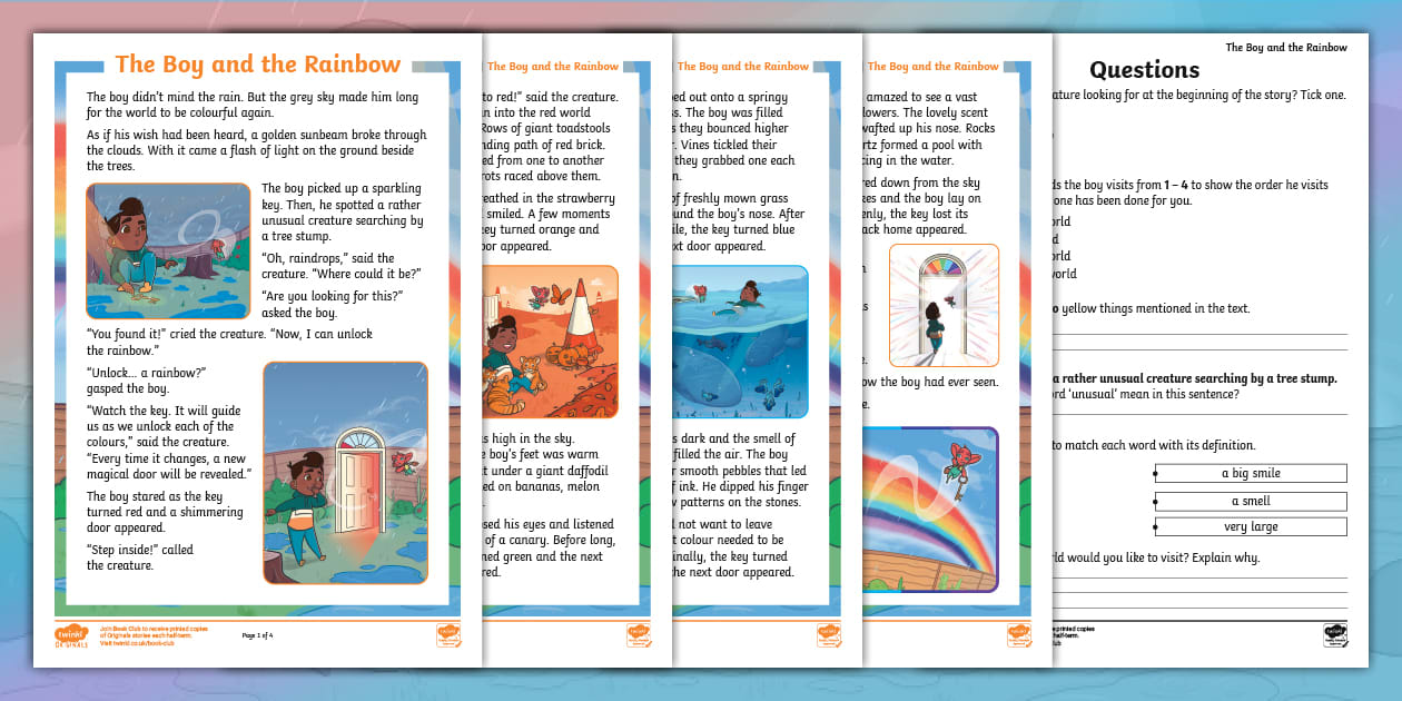 The Boy and the Rainbow Year 2 Reading Comprehension