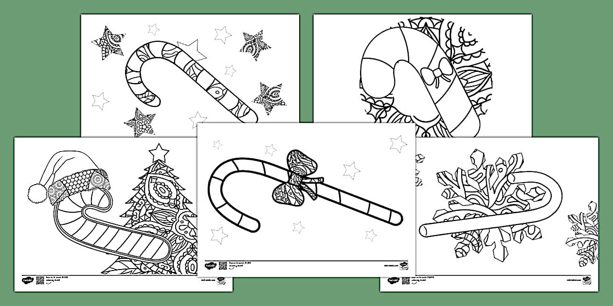 Candy Cane Mindfulness Colouring Pages - Twinkl - KS1