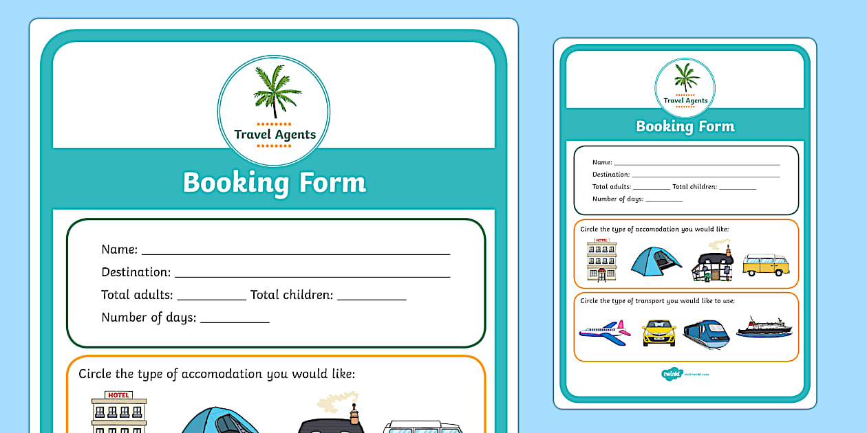 Travel Agents Role Play Booking Form (teacher made) - Twinkl