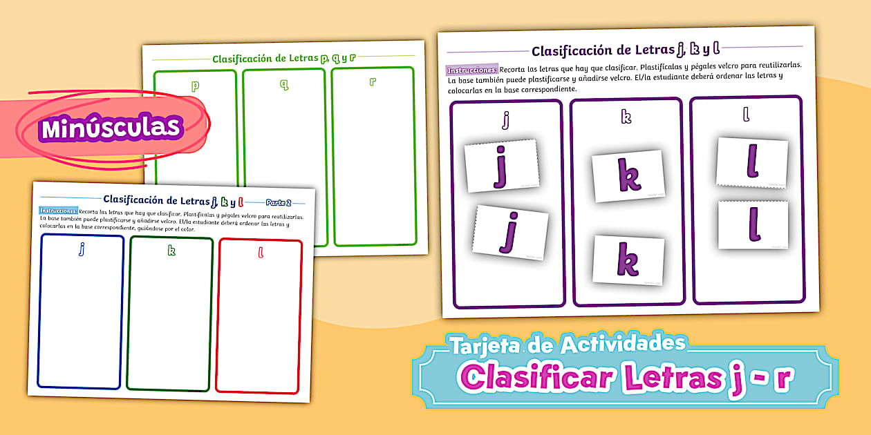 Tarjetas|Clasificación Letras J-R |Minúsculas |NEE |DUA |TEA