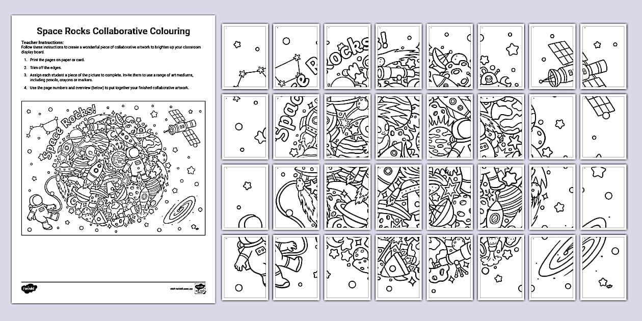 Space Rocks Collaborative Colouring