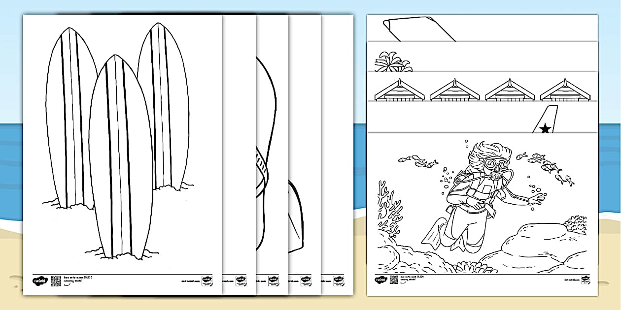 Summer-Themed Colouring Sheets (teacher made) - Twinkl