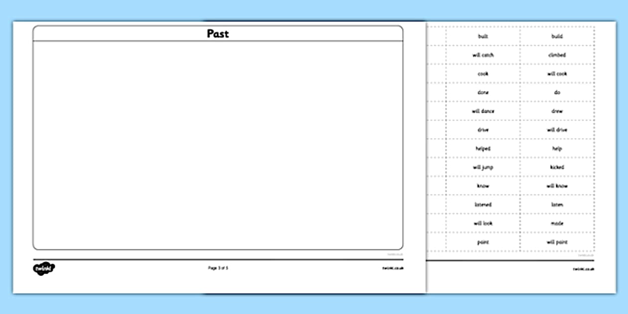 Simple Verbs: Past, Present and Future Sorting Activity - sorting