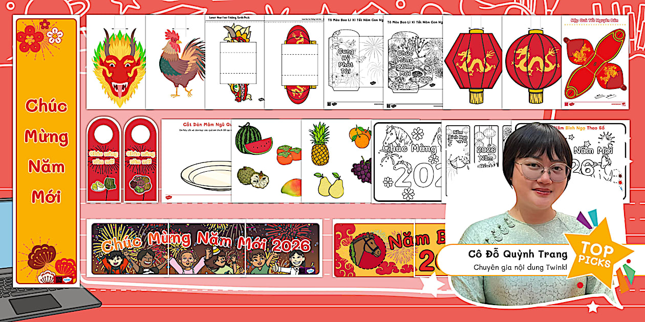 Bộ Tài Nguyên Thủ Công & Trang Trí Lớp Học Tết Nguyên Đán 2026