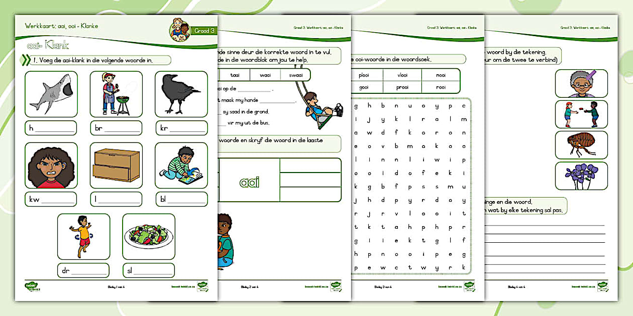 Graad 3 Klanke Werkkaarte aai, ooi (teacher made) - Twinkl