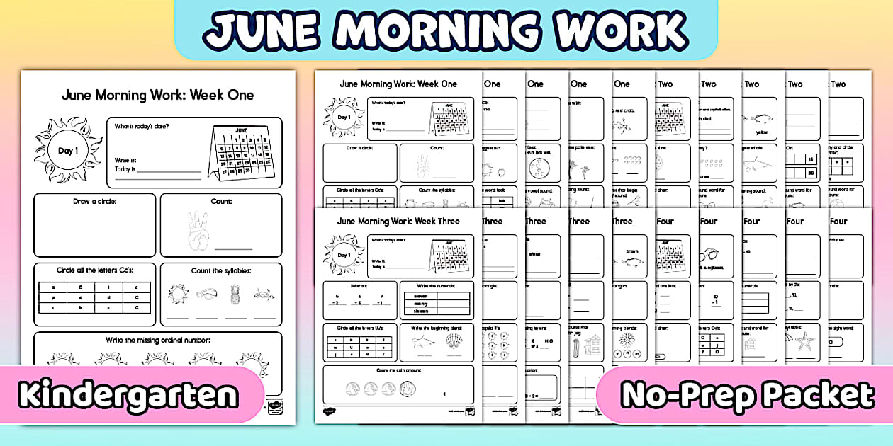 Kindergarten June Morning Work Bundle (teacher made)