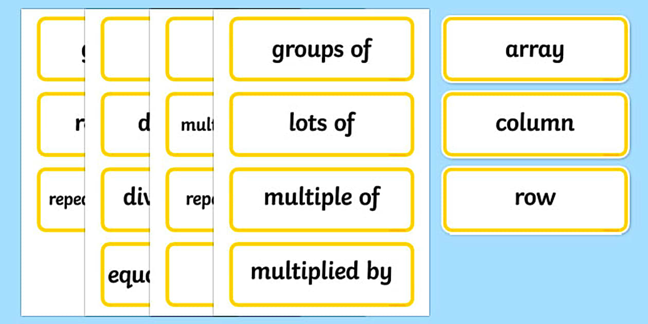 Editable Year 2 2014 Curriculum Multiplication and Division Vocabulary ...