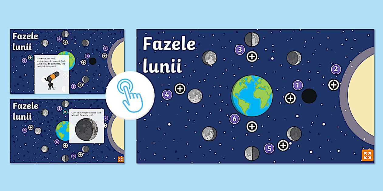 Fazele lunii – Joc online cu planșă interactivă
