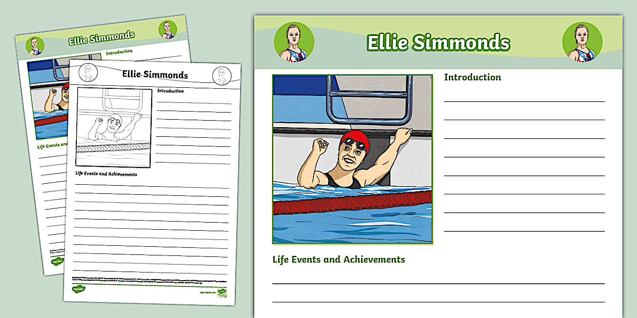 Ellie Simmonds Biography Template (l'enseignant a fait)