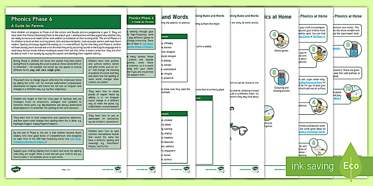 Phase 6 Phonics Guides and Activity Pack for Parents
