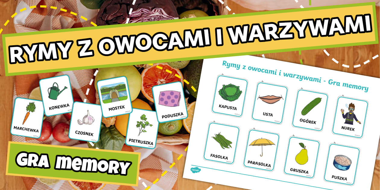 Rymy | Owoce i warzywa | Gra memory (Teacher-Made) - Twinkl