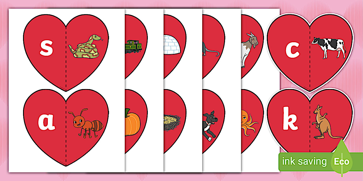 Love Heart Initial Sounds Matching Activity (teacher made)