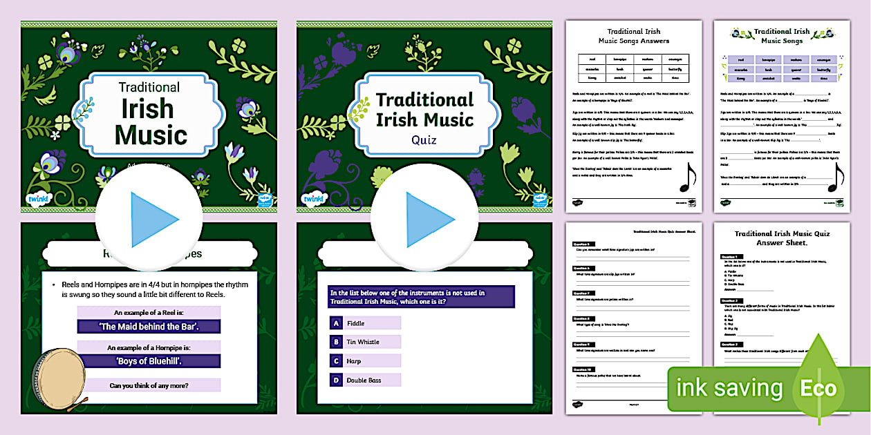 Traditional Irish Music Resource Pack (teacher made)