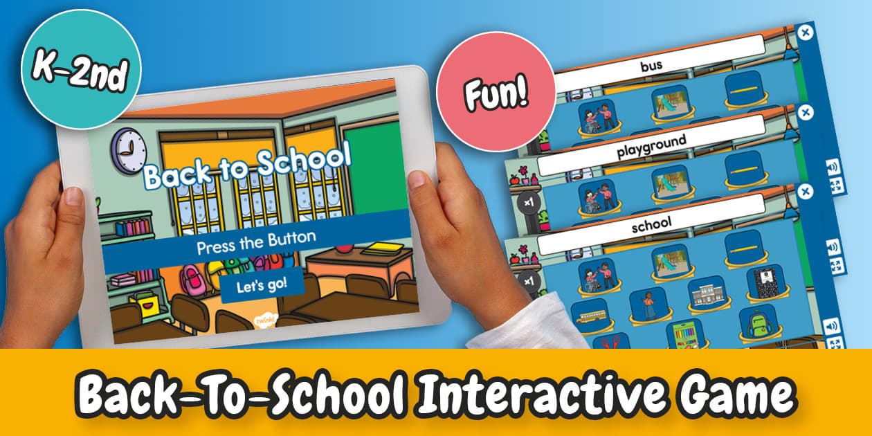 Back-To-School Press the Button Interactive Game for K-2 Gr
