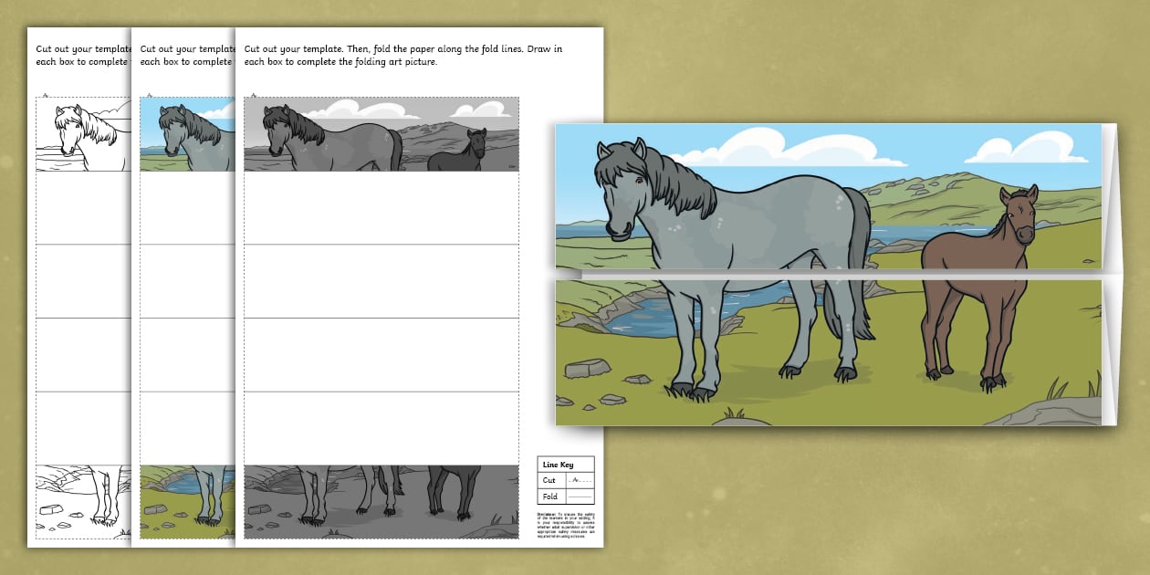 Pony Folding Art Template (teacher made) - Twinkl