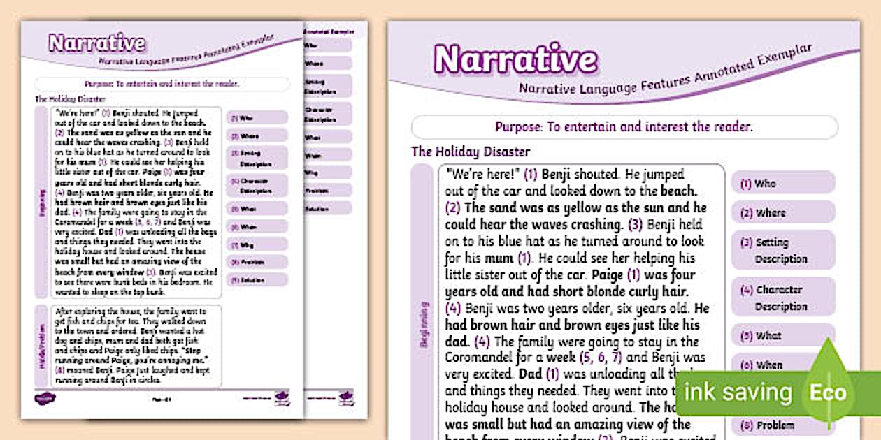 Level 2 Writing: Narrative Writing Exemplar with Annotations