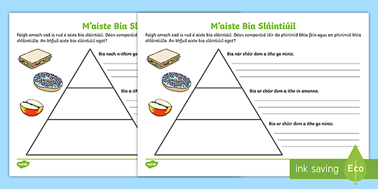 Healthy Food Worksheet for Kids - Gaelige