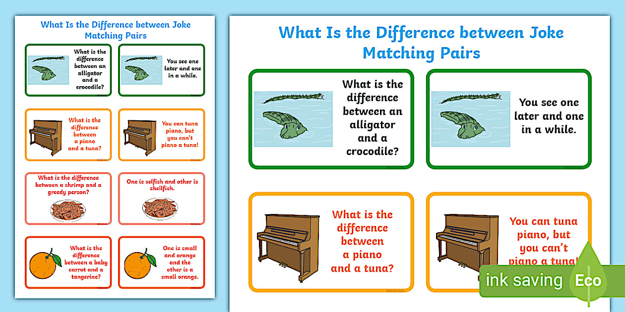 What Is the Difference between Joke Matching Pairs - Twinkl