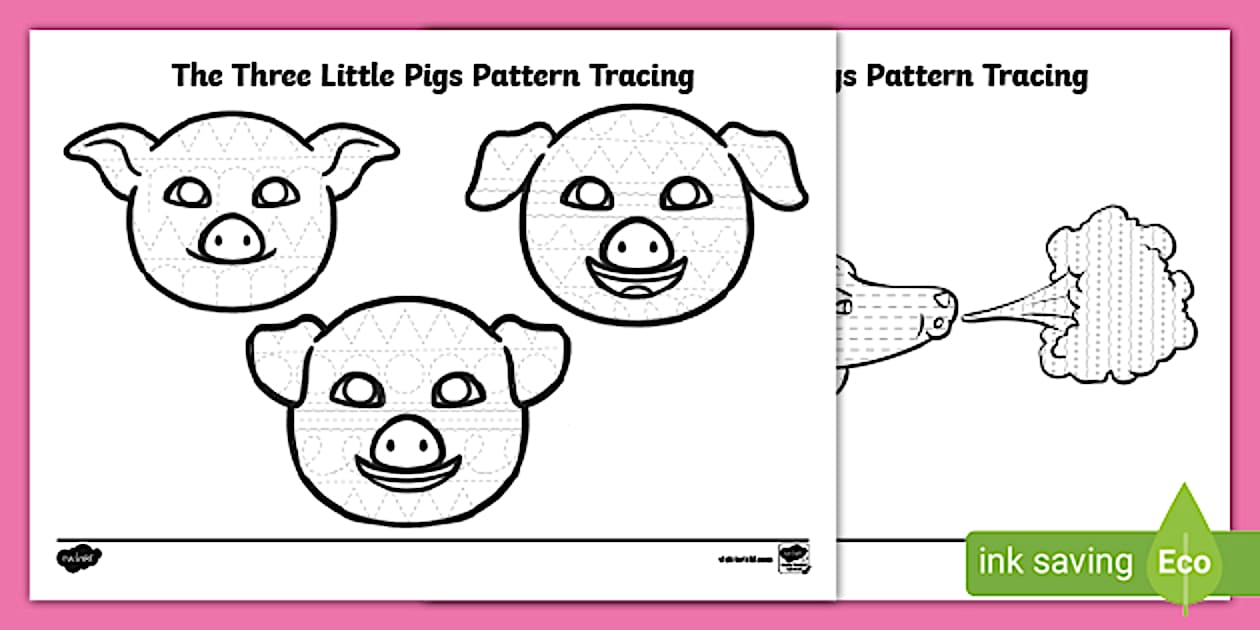 The Three Little Pigs Pattern Tracing Activity - Twinkl