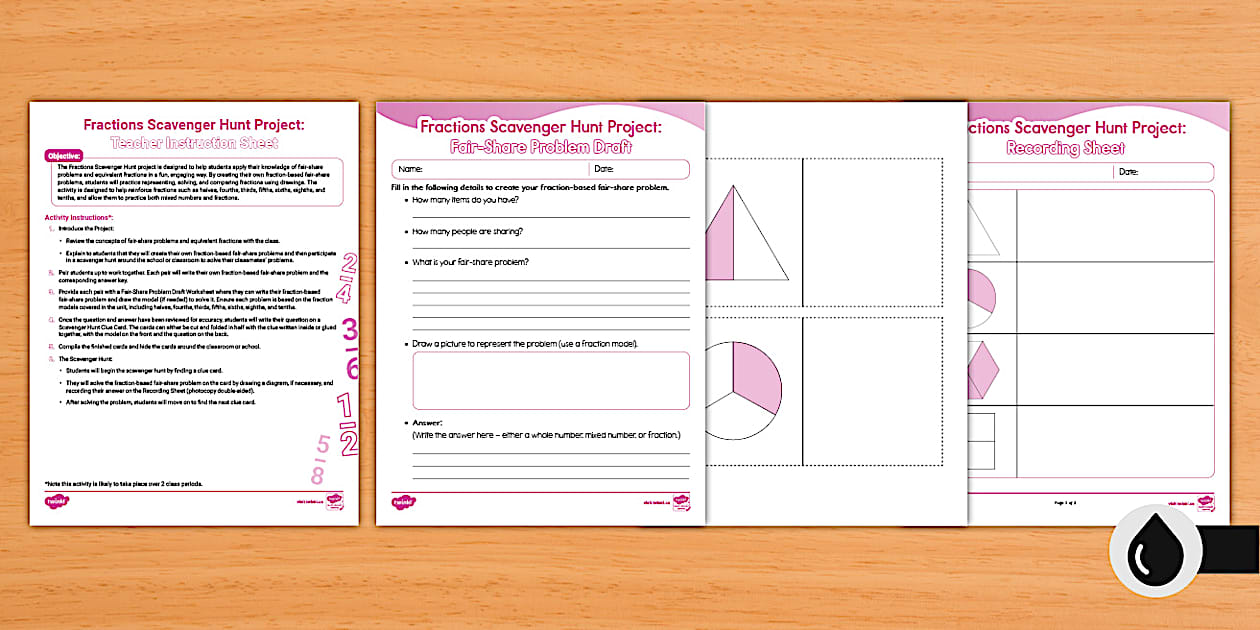 Fractions Scavenger Hunt Project (teacher made) - Twinkl