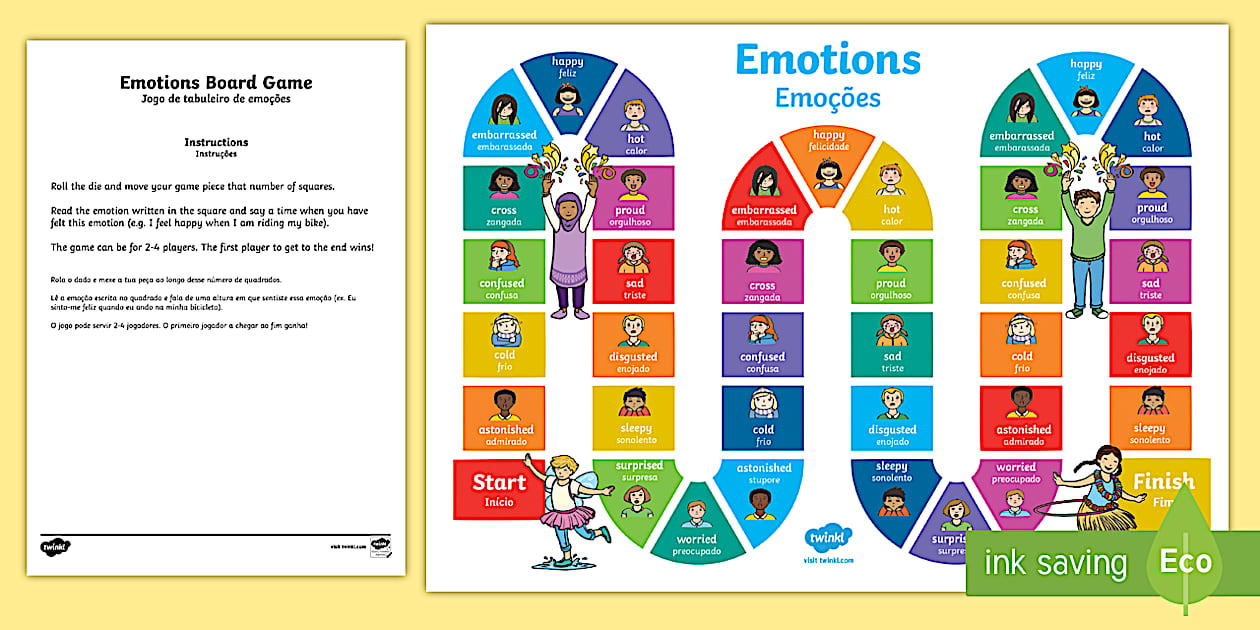 Emotions Board Game English/Portuguese - Twinkl