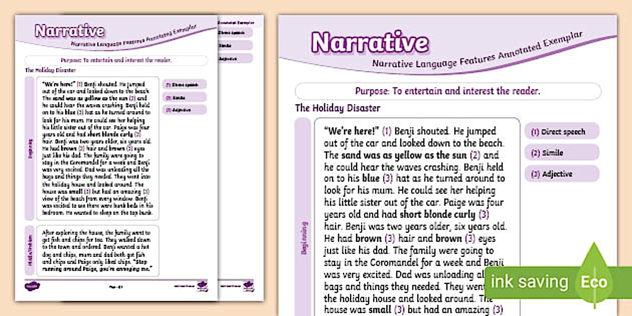 Level 2 Writing: Narrative Language Features Annotated Exemplar