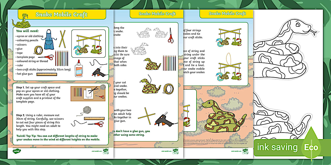 Snake Mobile Craft (Teacher-Made) - Twinkl