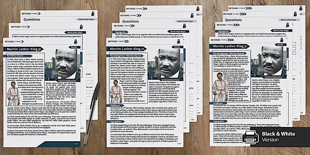 Martin Luther King Jr. Differentiated Reading Comprehension Activity