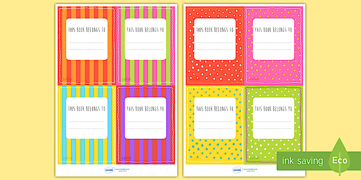 Editable Patterned This Book Belongs to Labels - Twinkl