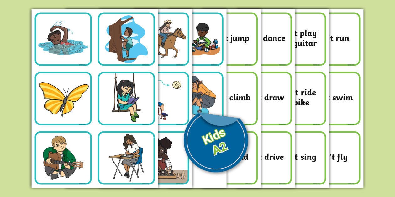 ESL Can / Can't Matching Cards [Kids, A2] (teacher made)